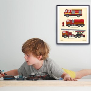 Fire Truck Printable, Boys Room Decor, Kids Chart Print, Toddler ...