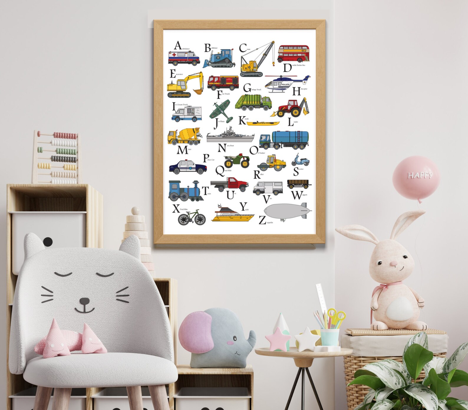 Alphabet Truck Print, Vehicle ABC Poster, Toddler Boy Nursery Art - Etsy