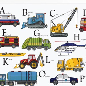 Alphabet Nursery Print, Truck Decor, Toddler Boy Art Print ...