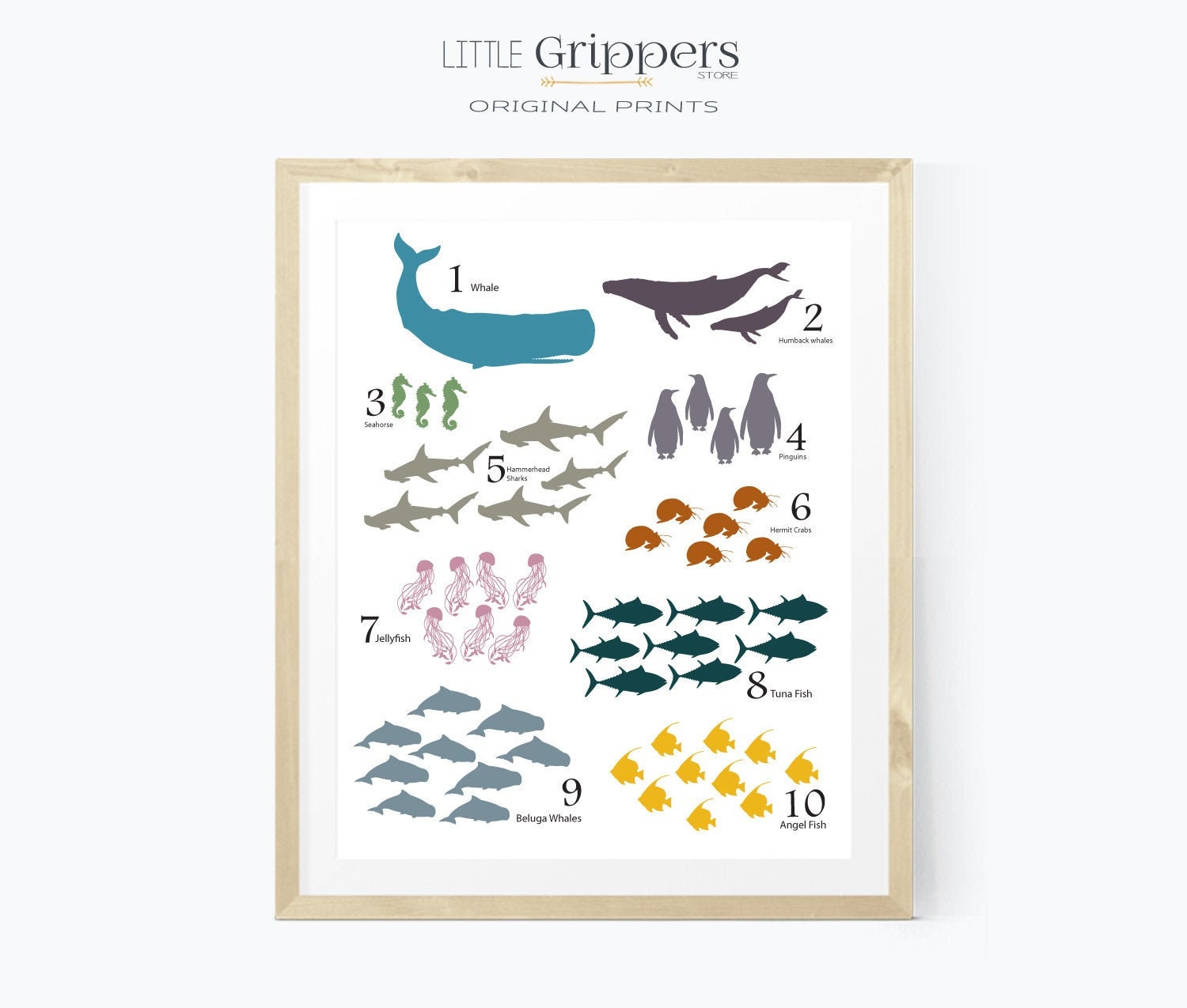 Ocean Animal Nursery Decor 1-10 Counting Poster Gender | Etsy