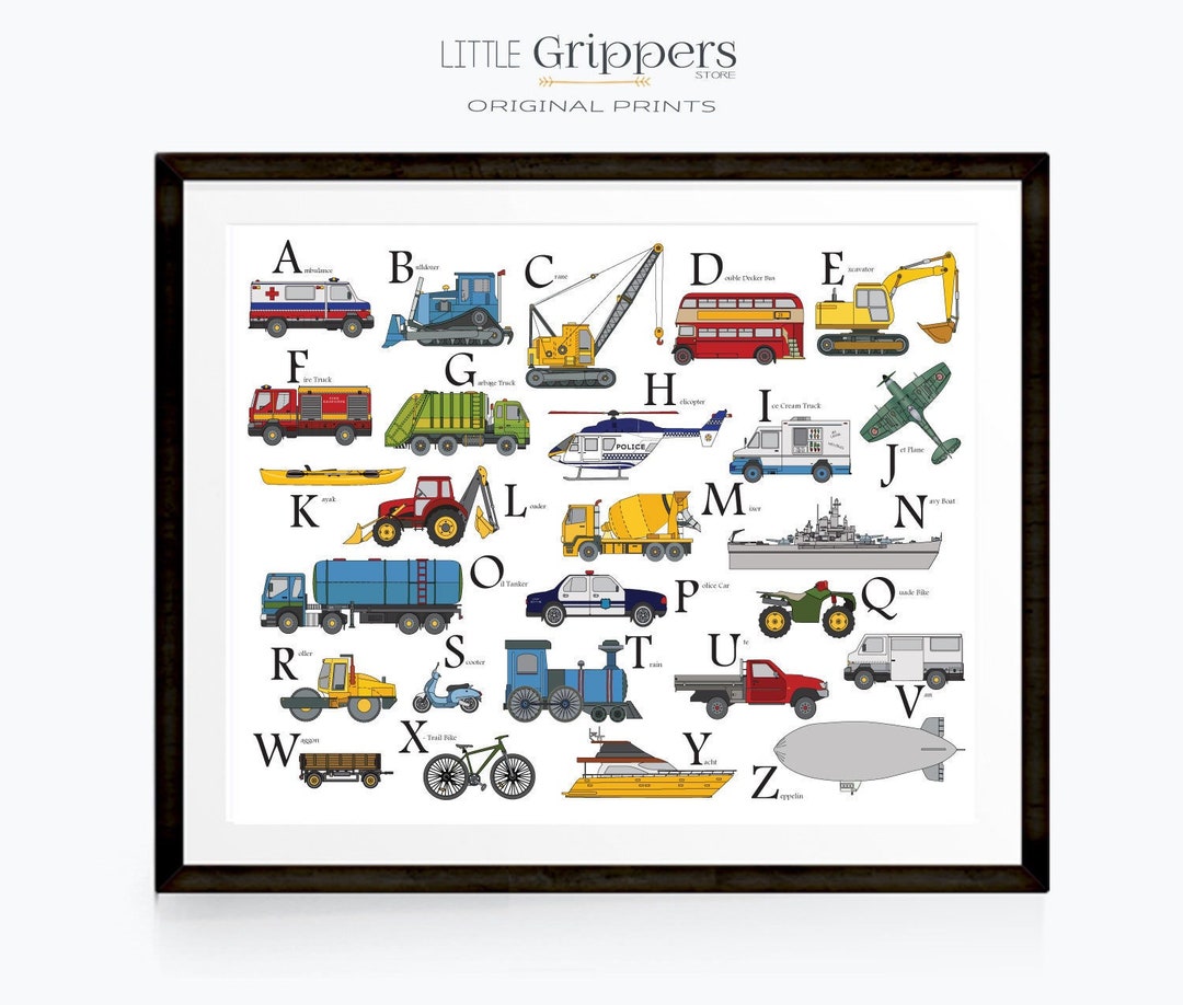 Alphabet Nursery Print Truck Decor Toddler Boy Art Print - Etsy New Zealand