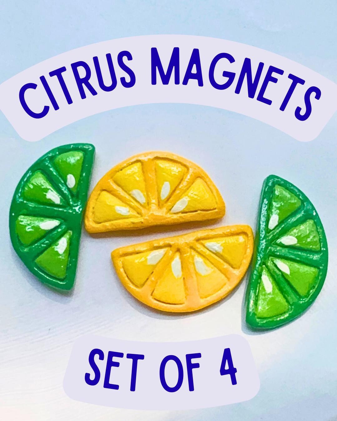 Lemon Lime Fridge Magnets, Citrus Kitchen Decor, Handmade Fruit Magnet ...