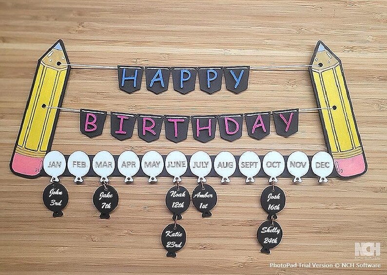 Birthday Tracker Banner SVG | Classroom Birthday Display | Laser Cut ...