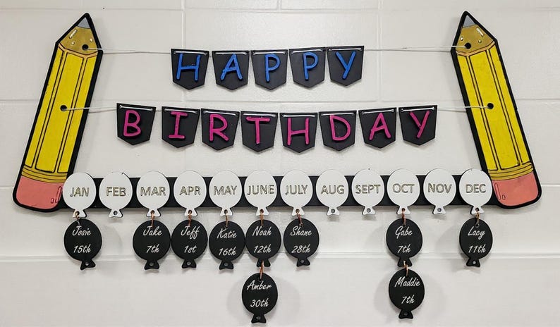 Birthday Tracker Banner SVG | Classroom Birthday Display | Laser Cut ...