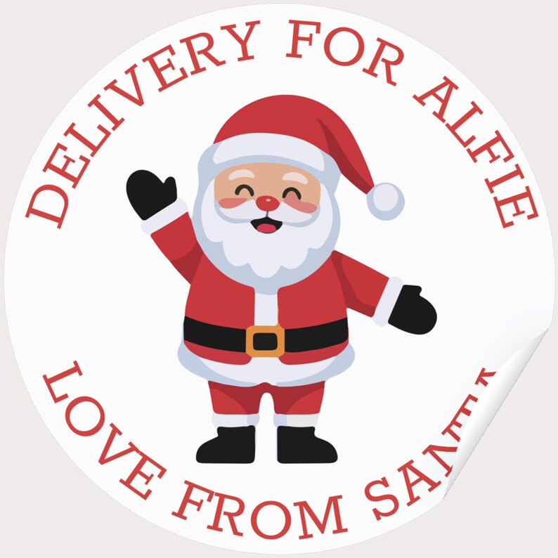 Personalised Kids Christmas Present Labels, Red Santa Gift Stickers ...