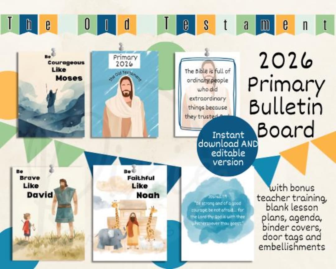 LDS Primary Bulletin Board 2026 Edit Customizable Bible Kit Old ...