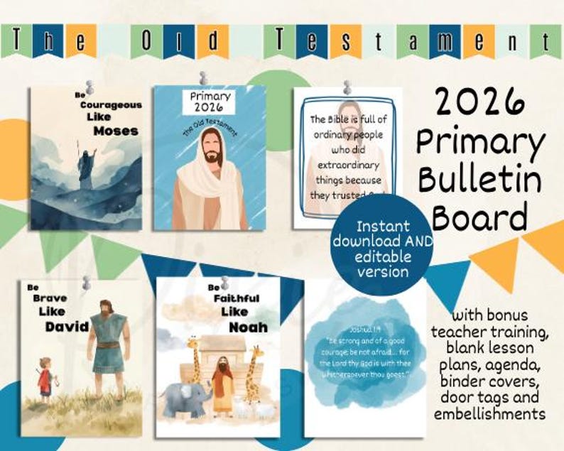 LDS Primary Bulletin Board 2026 Edit Customizable Bible Kit Old ...