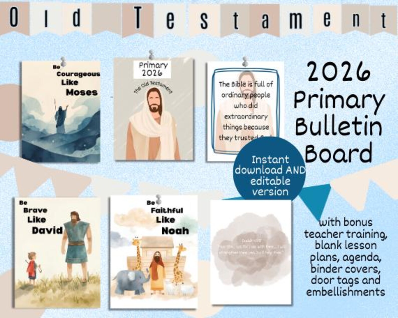 LDS Primary Bulletin Board 2026 Edit Customizable Bible Kit Old ...