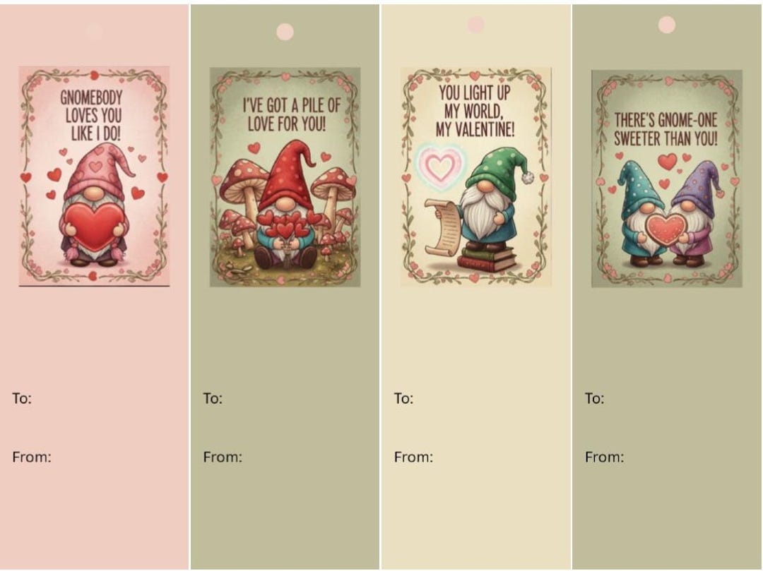 Printable Gnome Valentine Bookmarks for Kids – Punny Classroom ...