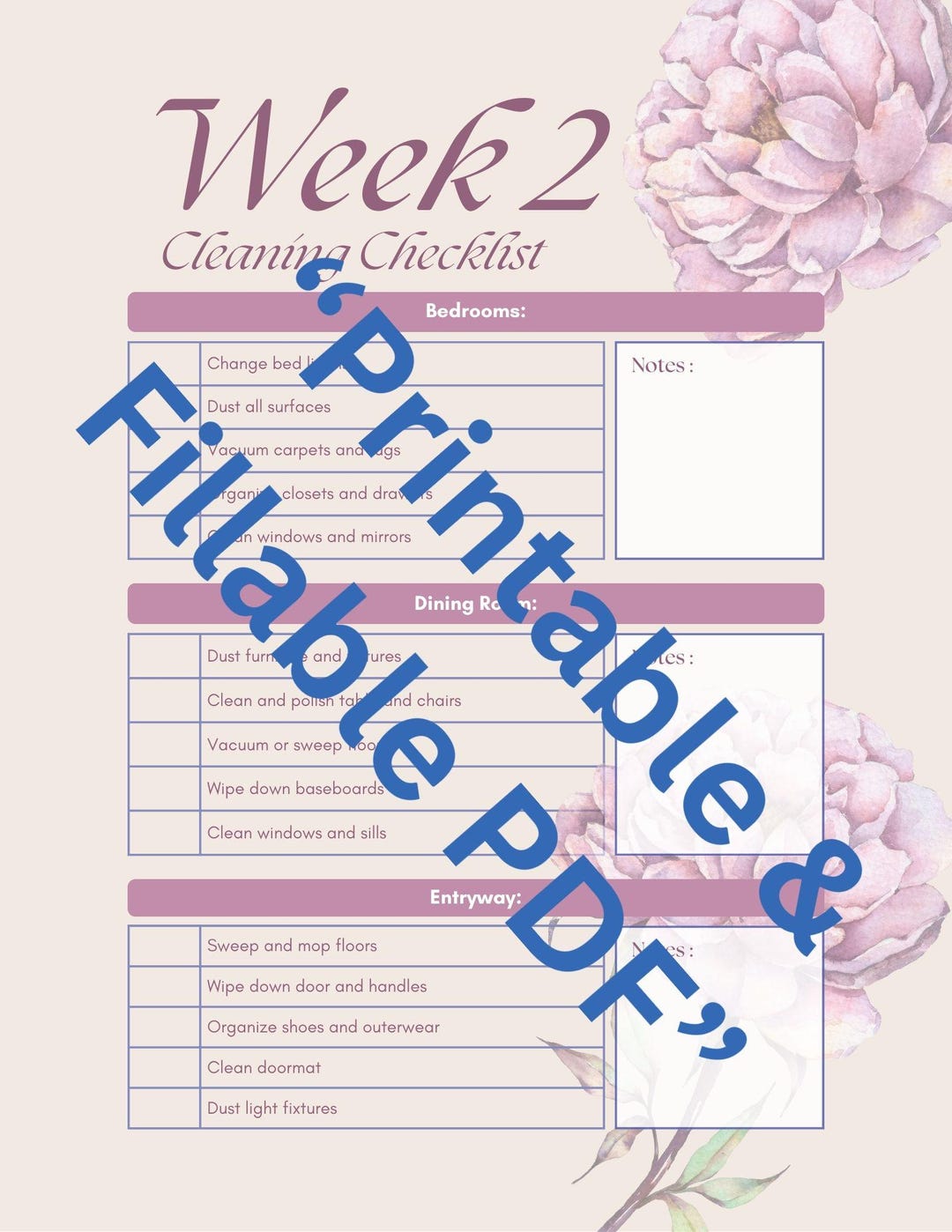 Weeks 1-4 Cleaning Checklist | Weekly Cleaning Schedule | Fillable ...
