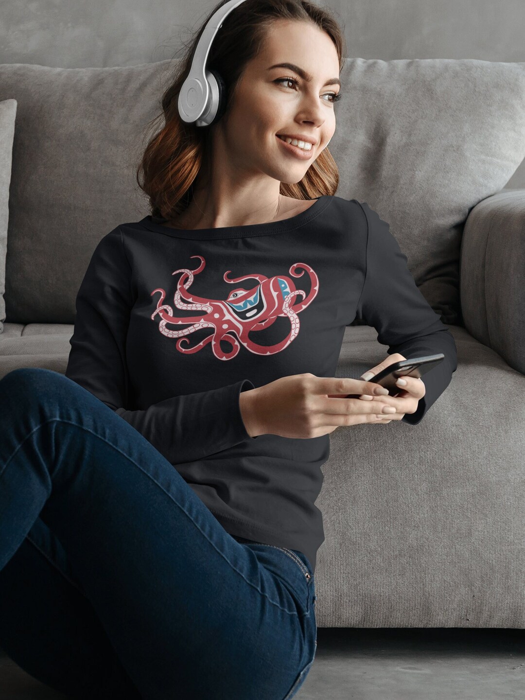 Octopus - Devilfish PNW Native Flat Design Alaskan Art, Tlingit, Haida ...