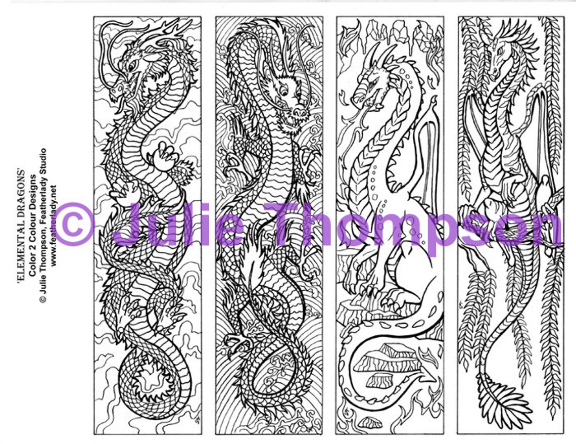DRAGONS! Printable Colouring (coloring) Bookmarks for All Ages - Etsy