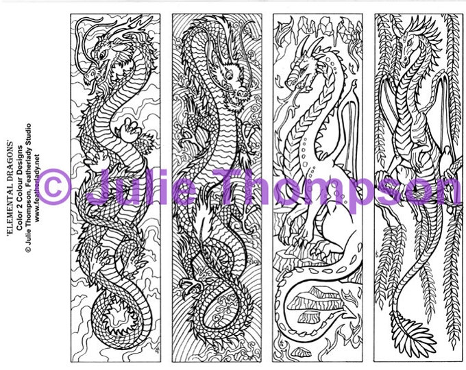 DRAGONS! Printable Colouring (coloring) Bookmarks for All Ages - Etsy