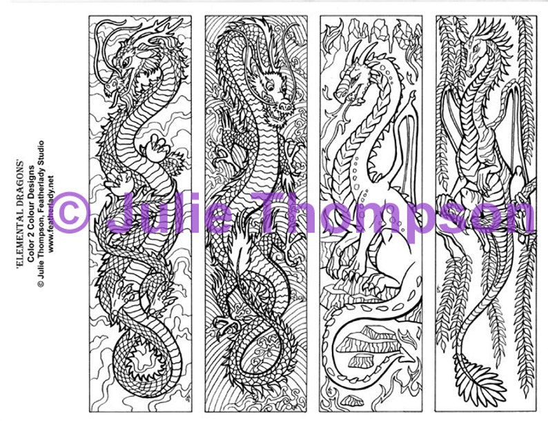 DRAGONS! Printable Colouring (coloring) Bookmarks for All Ages - Etsy