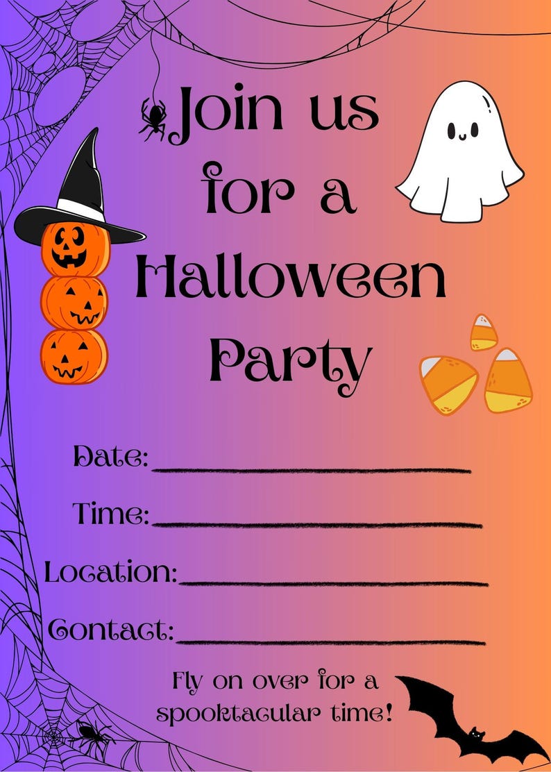 Spooky Fun Halloween Party for Kids Printable Invitations and Party ...
