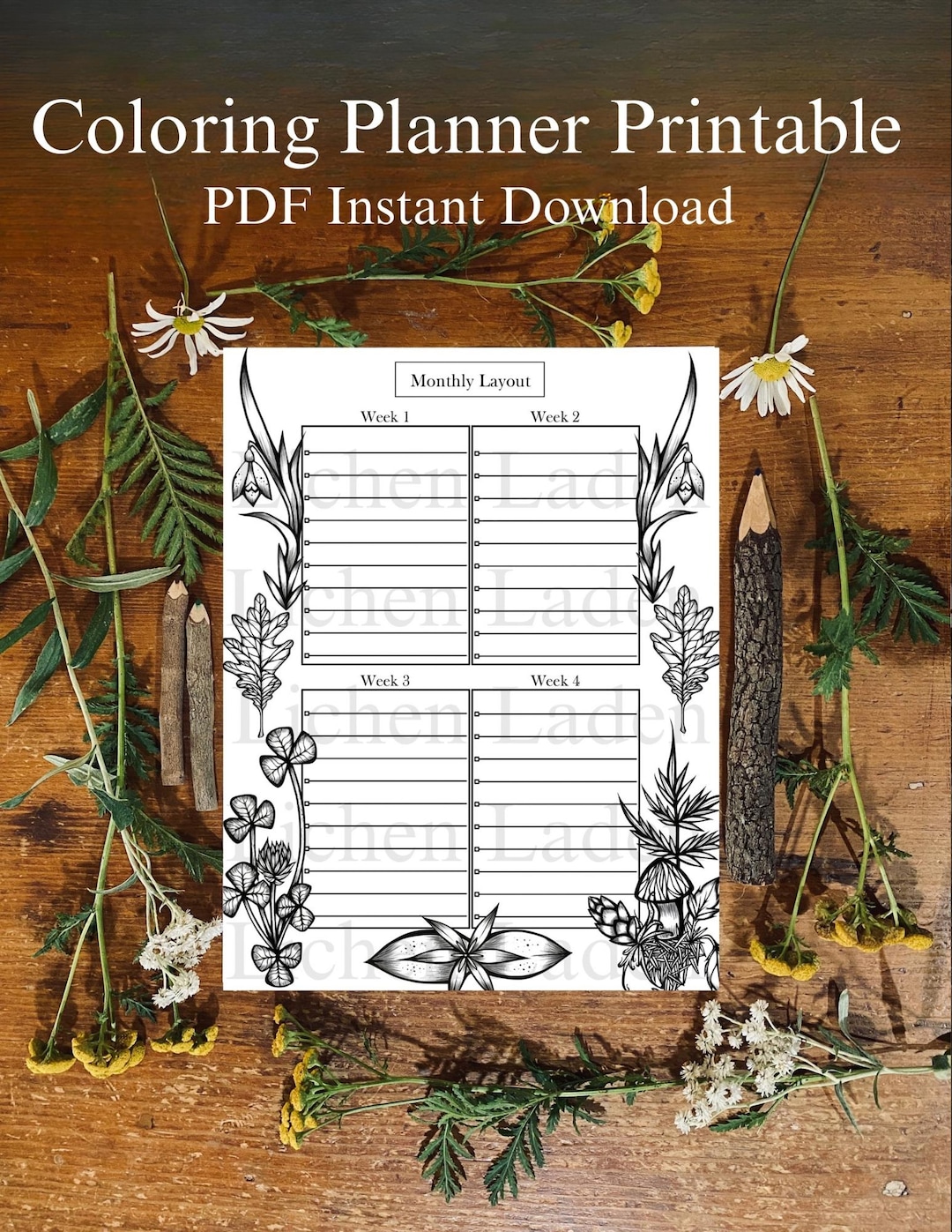 2025 Coloring Planner Page - Printable Monthly Planning (PDF Instant ...