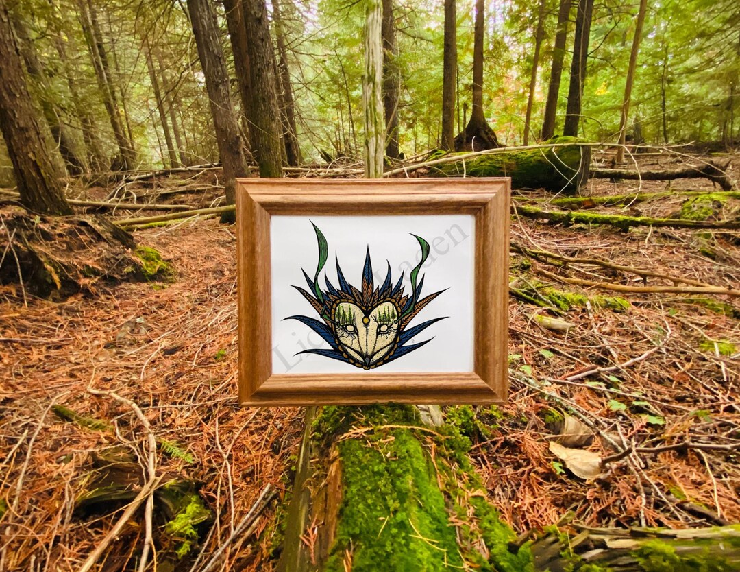 Owl Mask Art Print- Handmade Watercolor Nature Artwork (PDF Instant ...