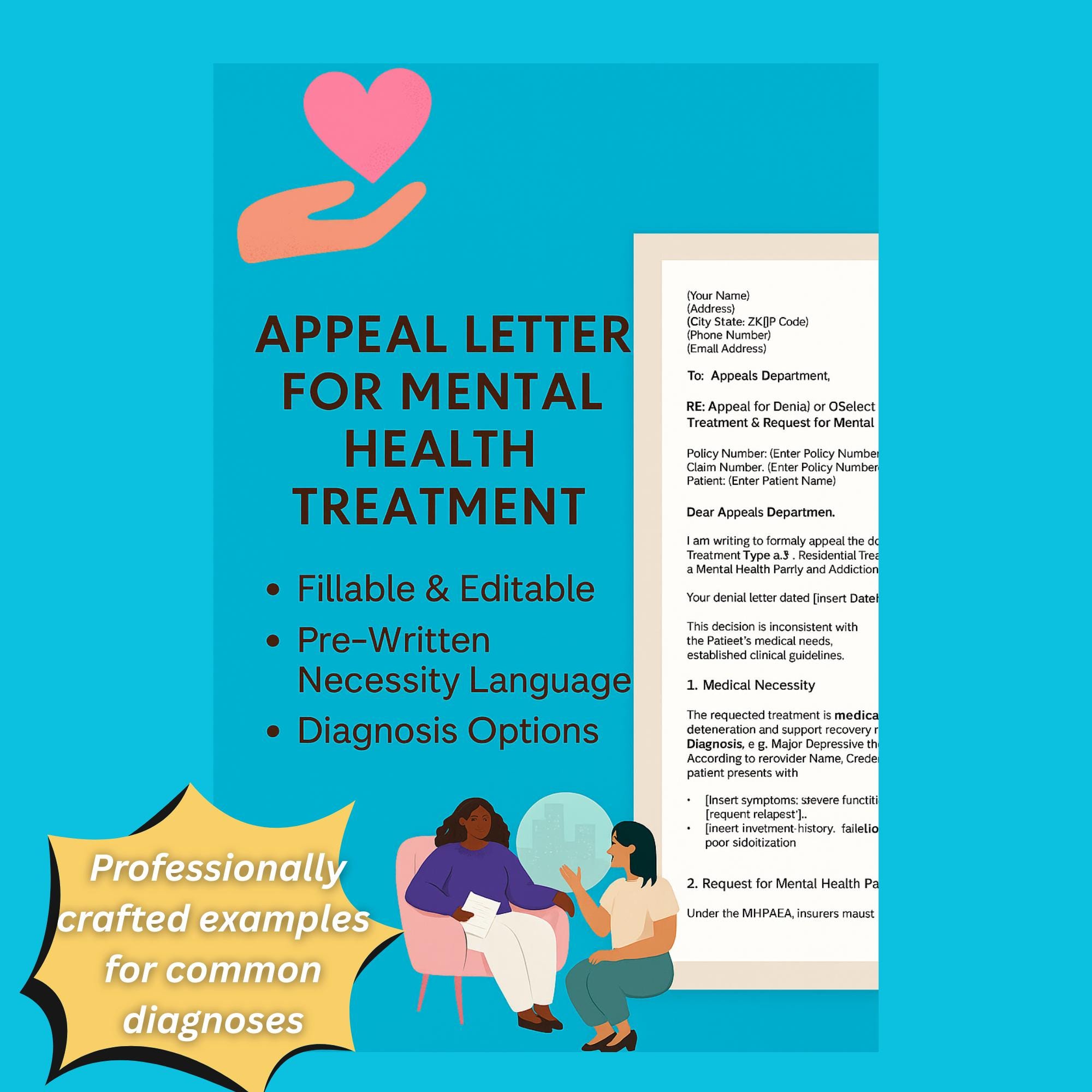 Universal Mental Health Appeal Letter | Editable Insurance Denial ...