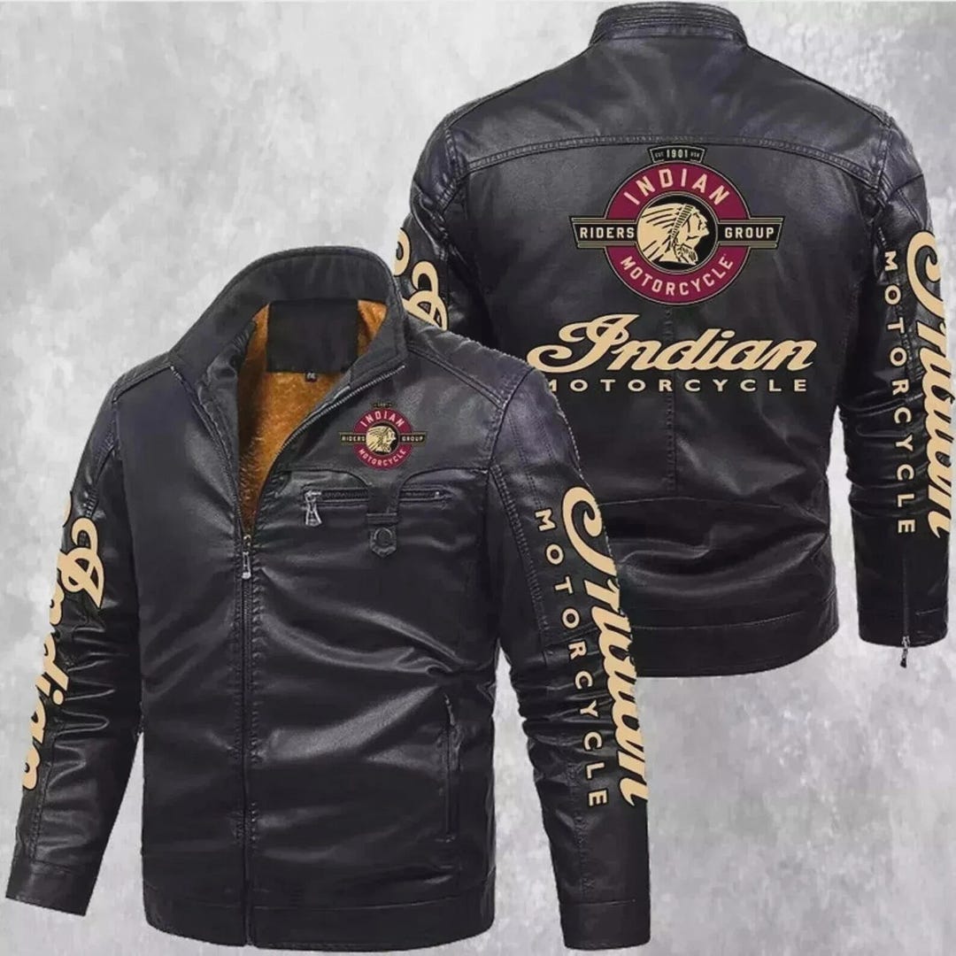 Men’s Black Indian Bomber Motorcycle Biker Jacket – Genuine Cowhide ...