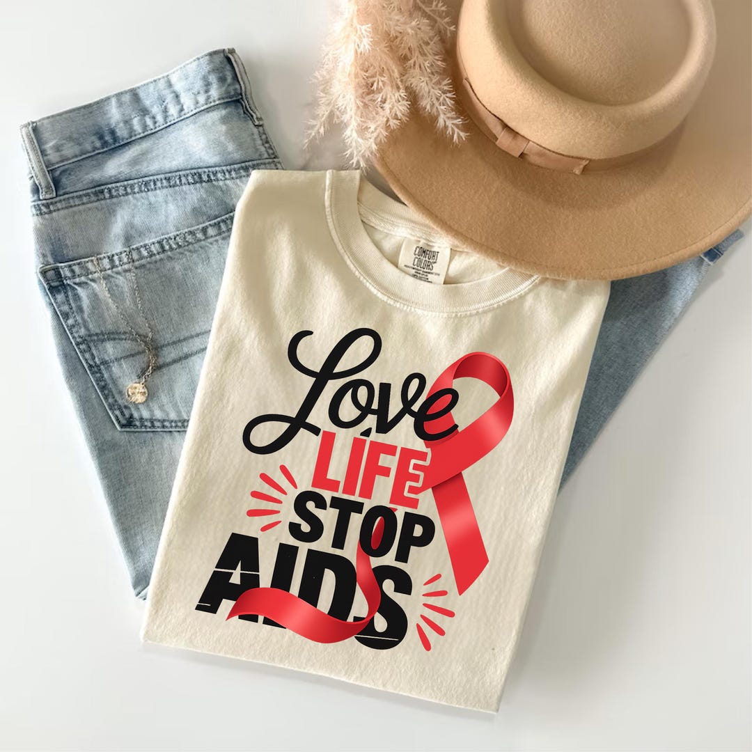 Love Life Stop AIDS Shirt, Red Ribbon Awareness Tee, World AIDS Day ...