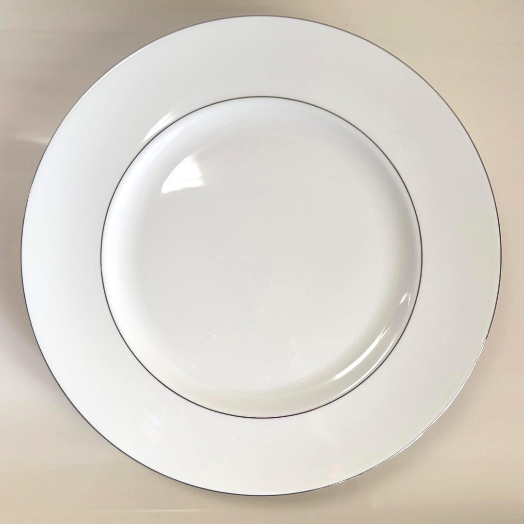 Wedgwood Signet Salad and Dinner Plates - Elegant White & Platinum ...
