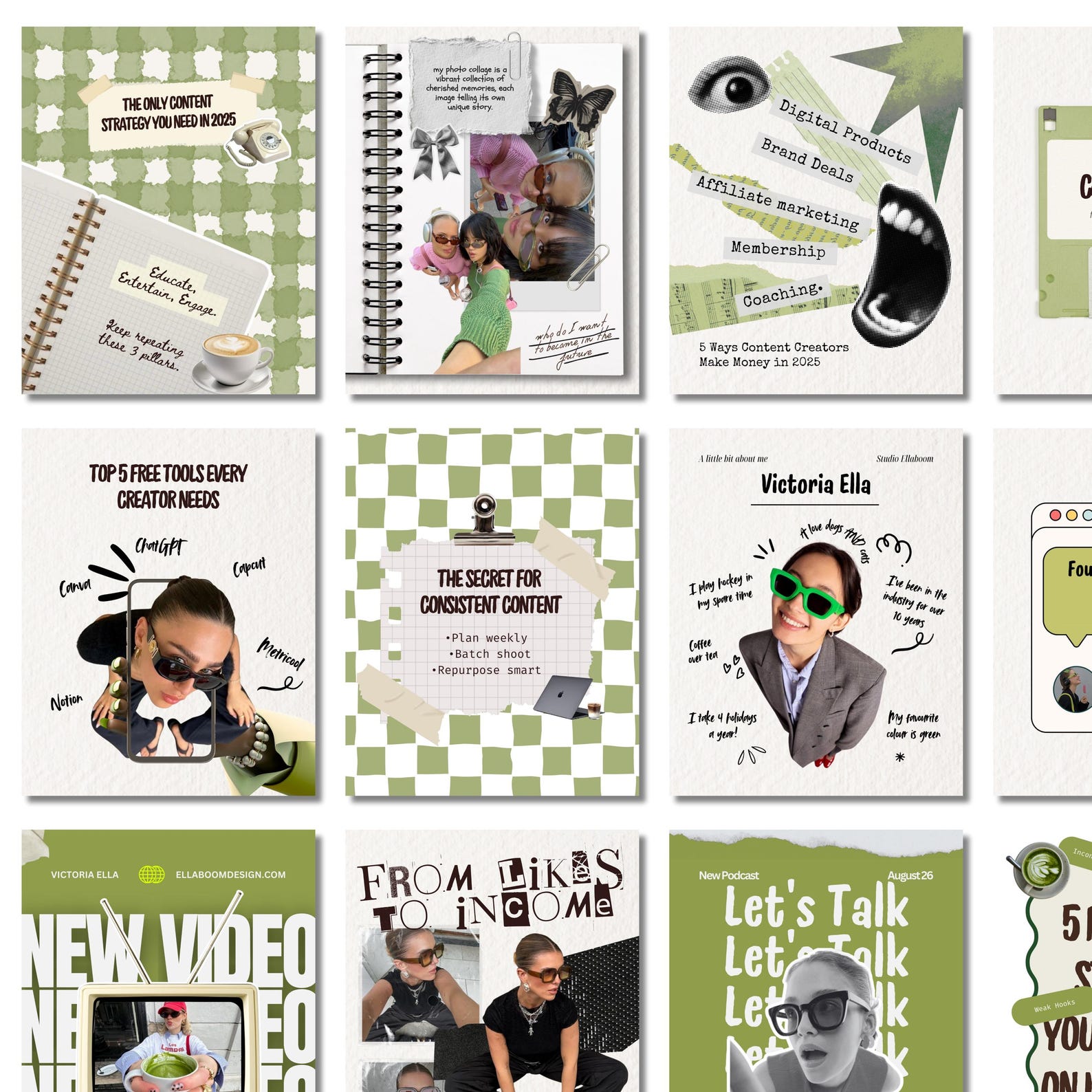 Content Creator Aesthetic Instagram Template, Scrapbook Canva Bundle ...