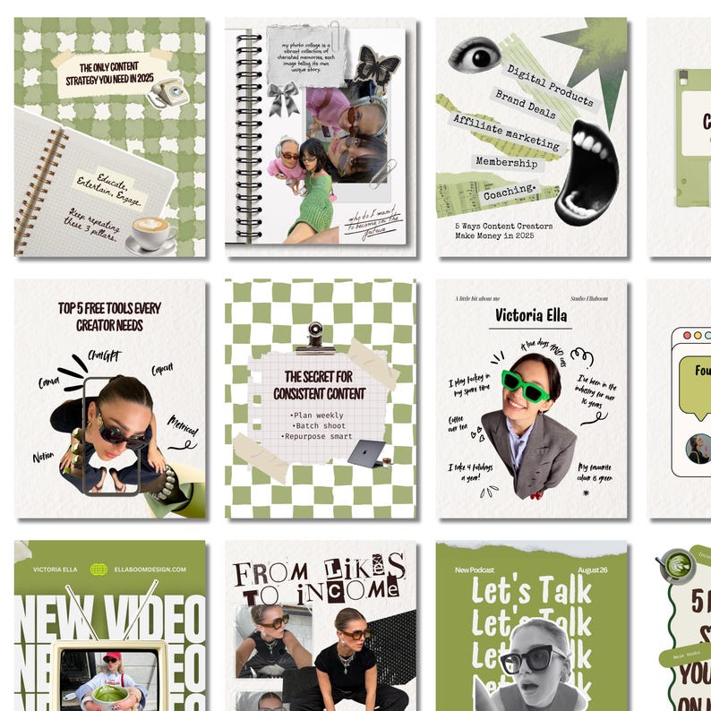 Content Creator Aesthetic Instagram Template, Scrapbook Canva Bundle ...