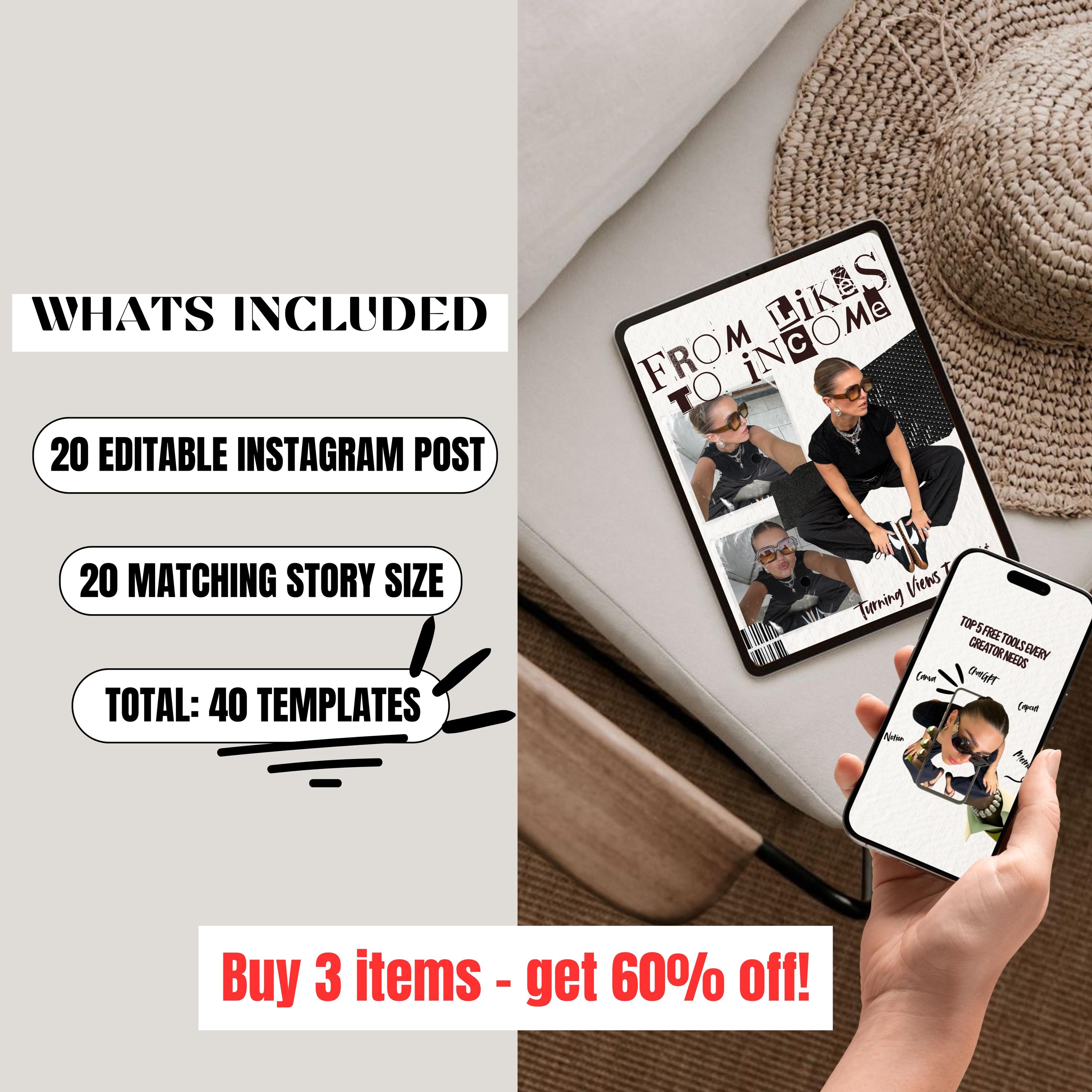 Content Creator Aesthetic Instagram Template, Scrapbook Canva Bundle ...