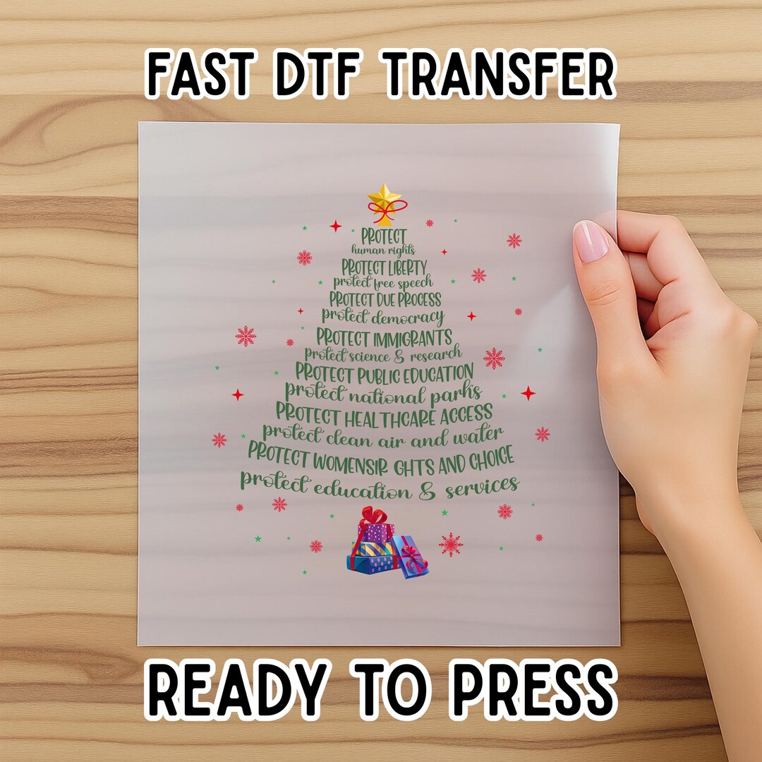 Protect Democracy Christmas Tree Dtf, Social Justice Holiday Dtf, Pro ...