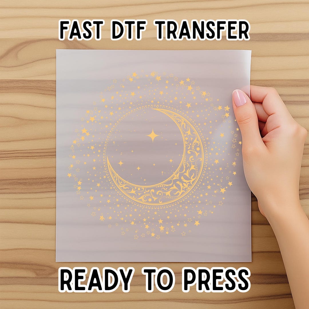 Mystic Moon Phase Dtf, Celestial Gold Crescent Moon Dtf, Witchcore ...