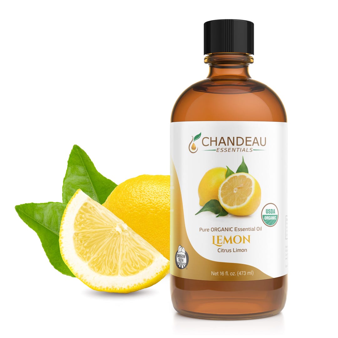 16 Oz USDA Organic Lemon Essential Oil: Cold-pressed, Aromatherapy ...