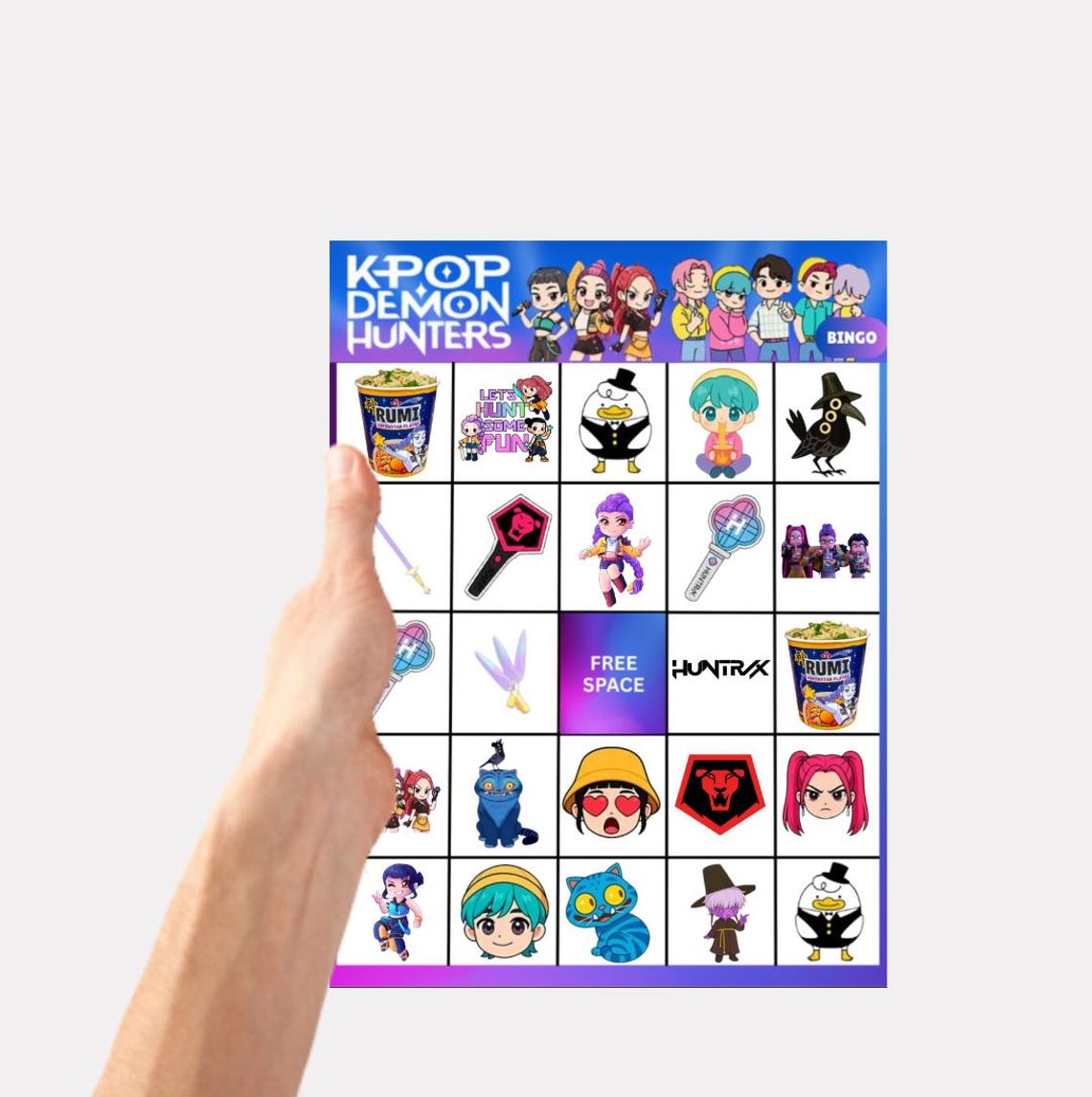 Kpop Demon Hunters Huntrix Saja Boys BINGO Game Digital Download ...