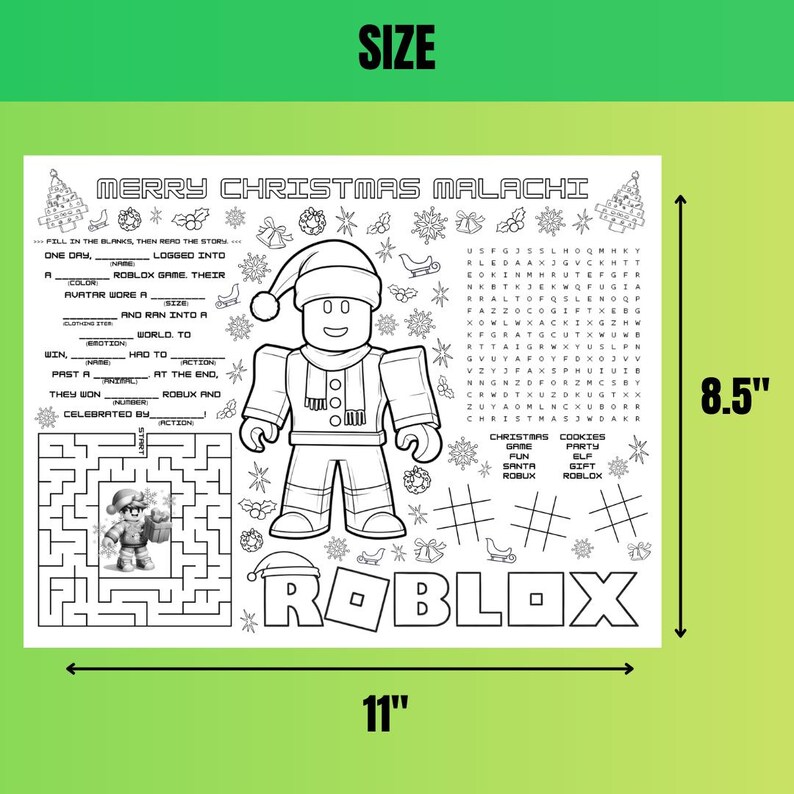 Roblox Christmas Kids Activity Sheet Instant Download Christmas Party ...