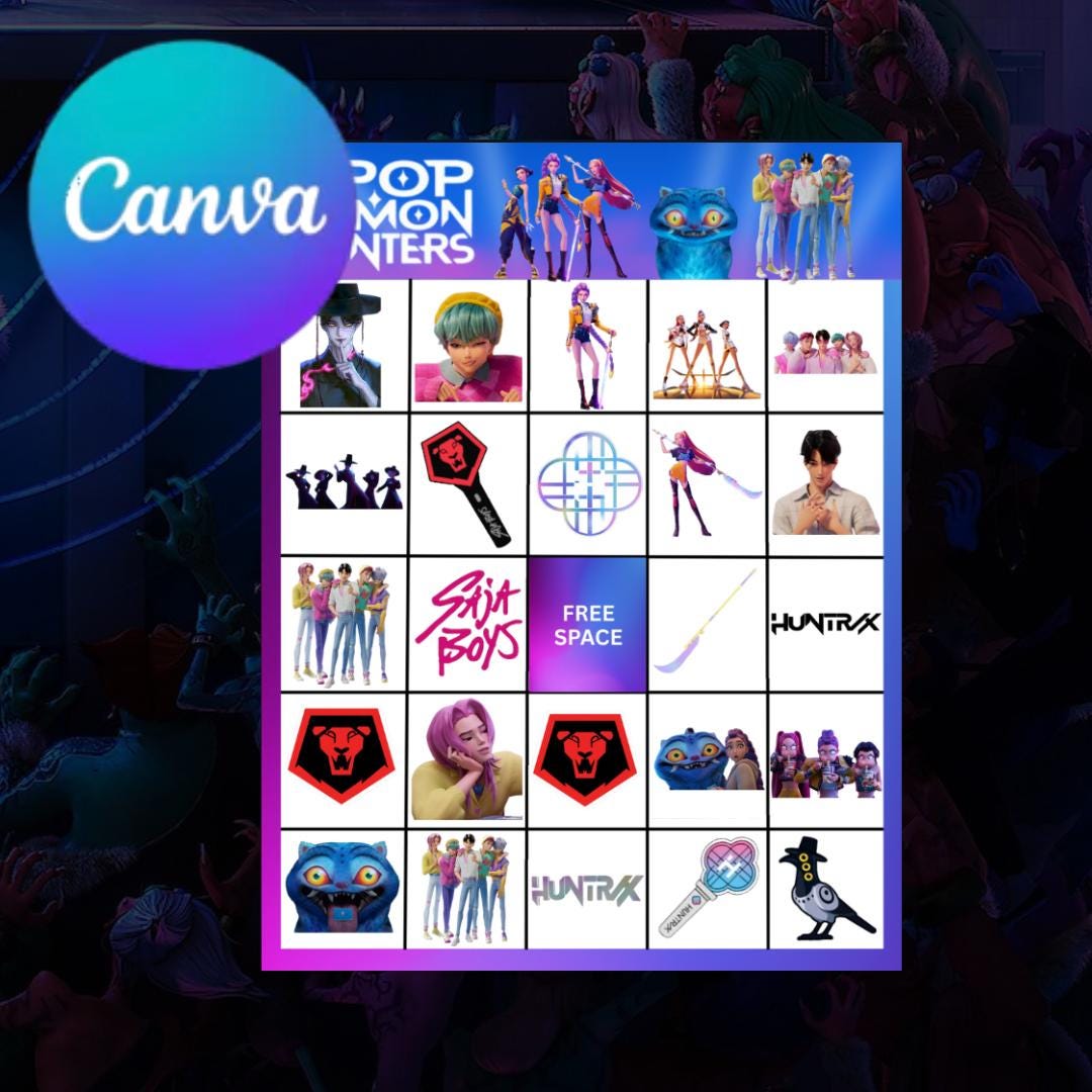 Kpop Demon Hunters Huntrix Saja Boys BINGO Game Digital Download ...