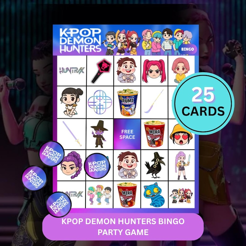 Kpop Demon Hunters Huntrix Saja Boys BINGO Game Digital Download ...