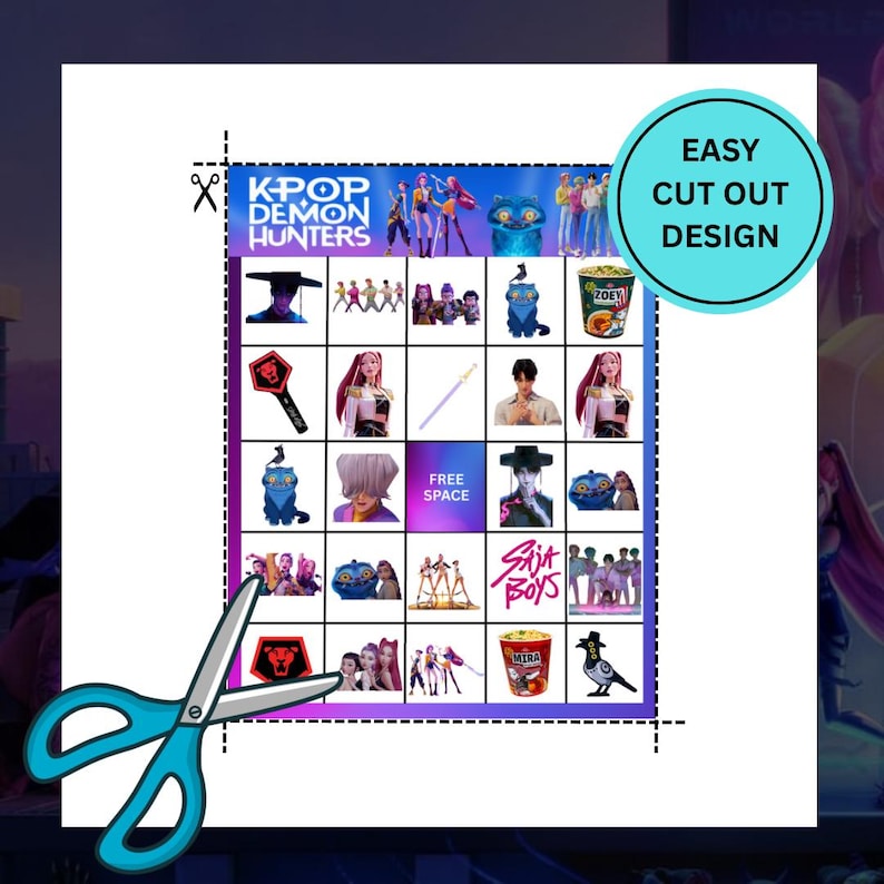 Kpop Demon Hunters Huntrix Saja Boys BINGO Game Digital Download ...