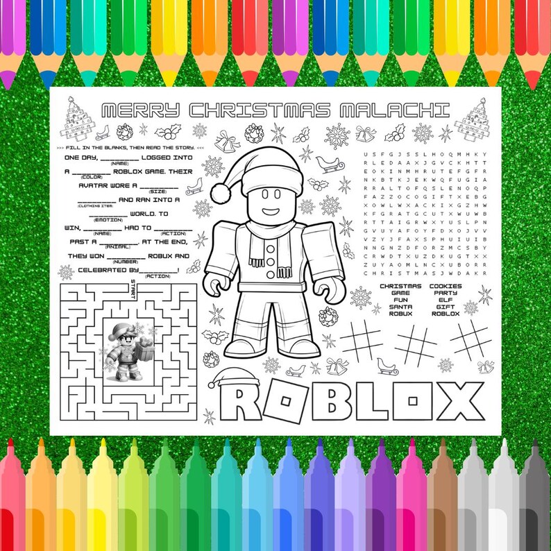 Roblox Christmas Kids Activity Sheet Instant Download Christmas Party ...