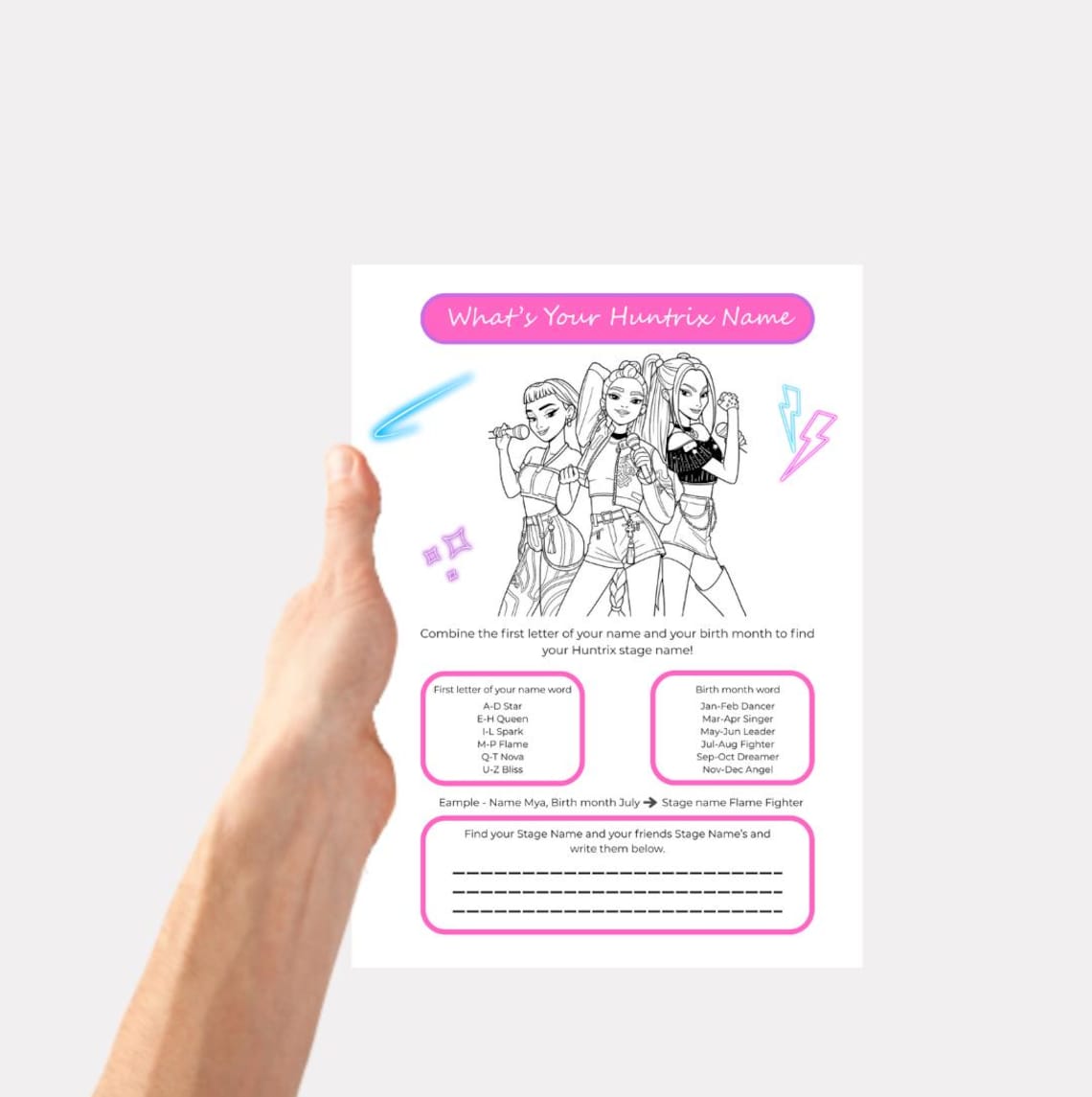 K-pop Activity and Games Party Pack Printable Demon Hunters Huntrix ...