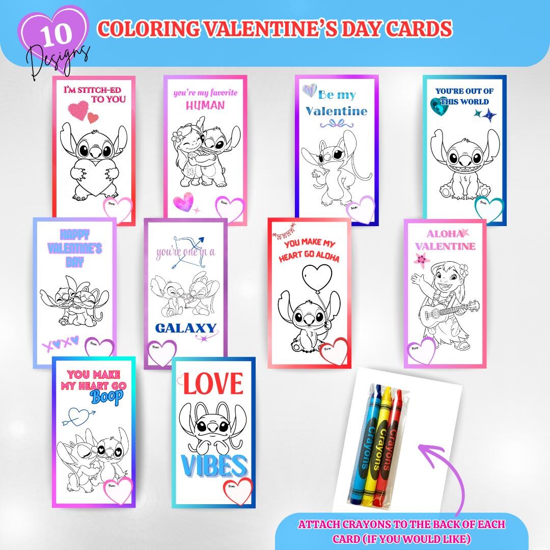 Lilo and Stitch Angel Valentines Cards Set of 30 Cards Aloha Trading ...