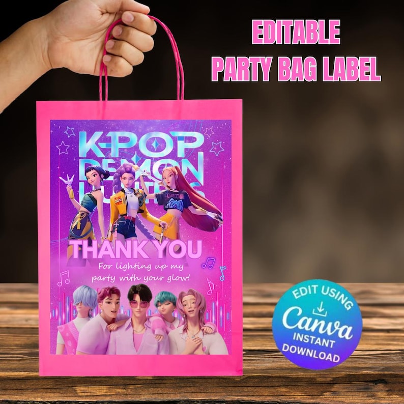 K-pop Party Bag Labels Editable and Printable Thank You Tags Kpop Party ...
