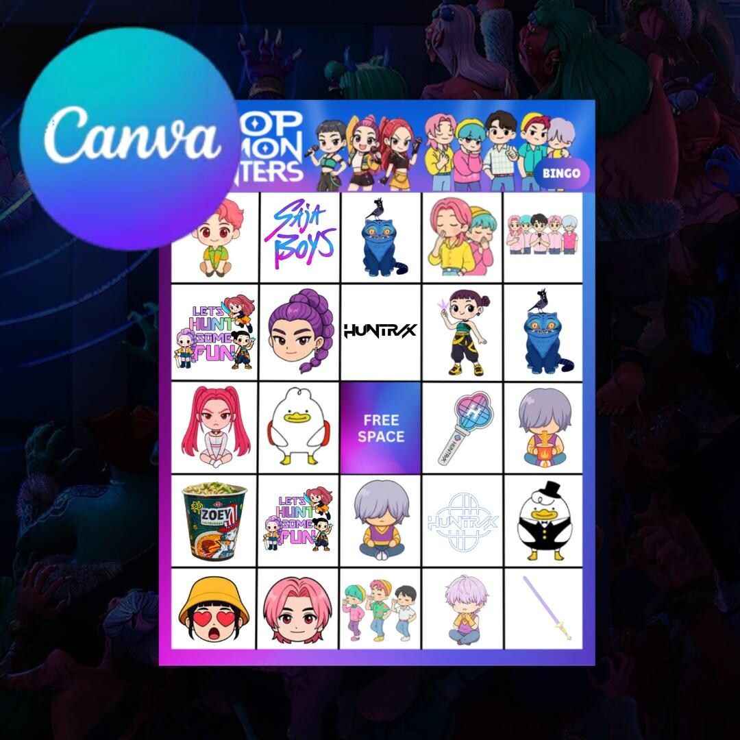 Kpop Demon Hunters Huntrix Saja Boys BINGO Game Digital Download ...