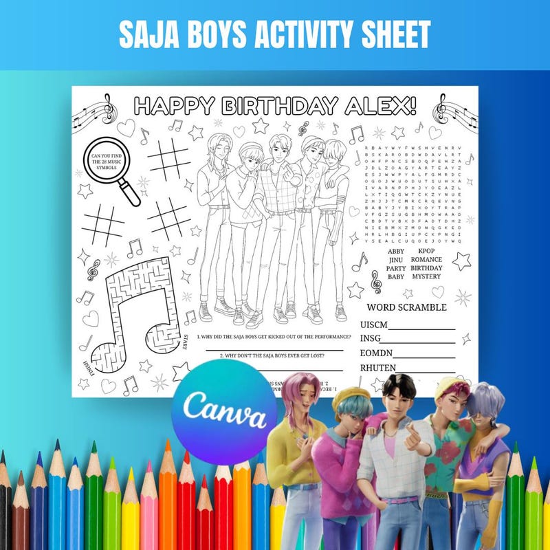 Huntrix colouring sheets - Etsy Italia