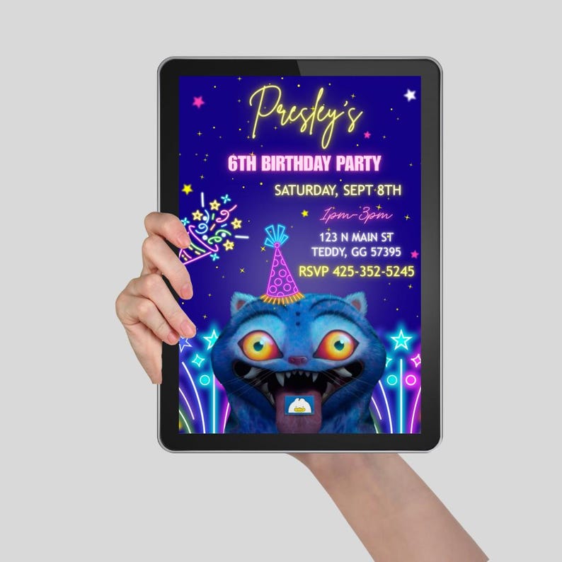 K-pop Invite Birthday Party Cute Girly Derpy Tiger Huntrix Popular Teen ...