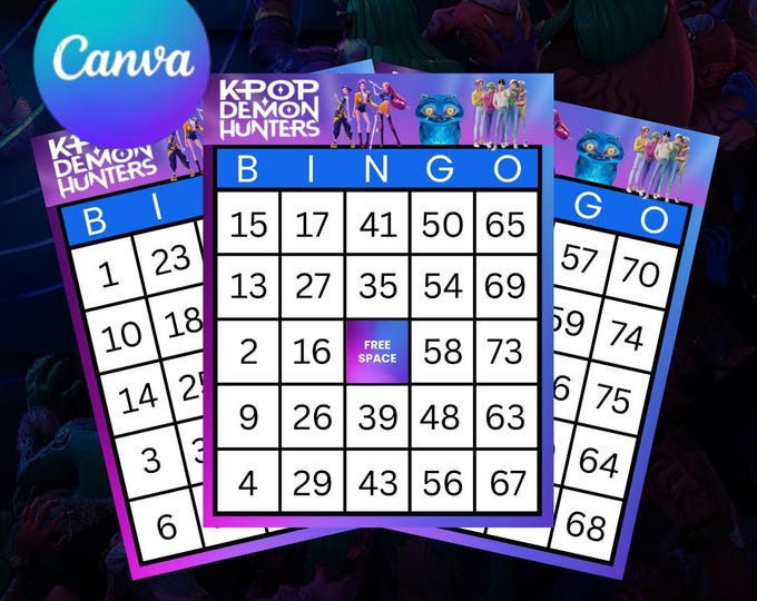 Kpop Demon Hunters Bingo Game | Printable Digital File | Fun K-pop ...