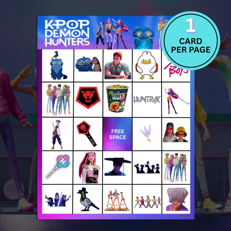 Kpop Demon Hunters Huntrix Saja Boys BINGO Game Digital Download ...