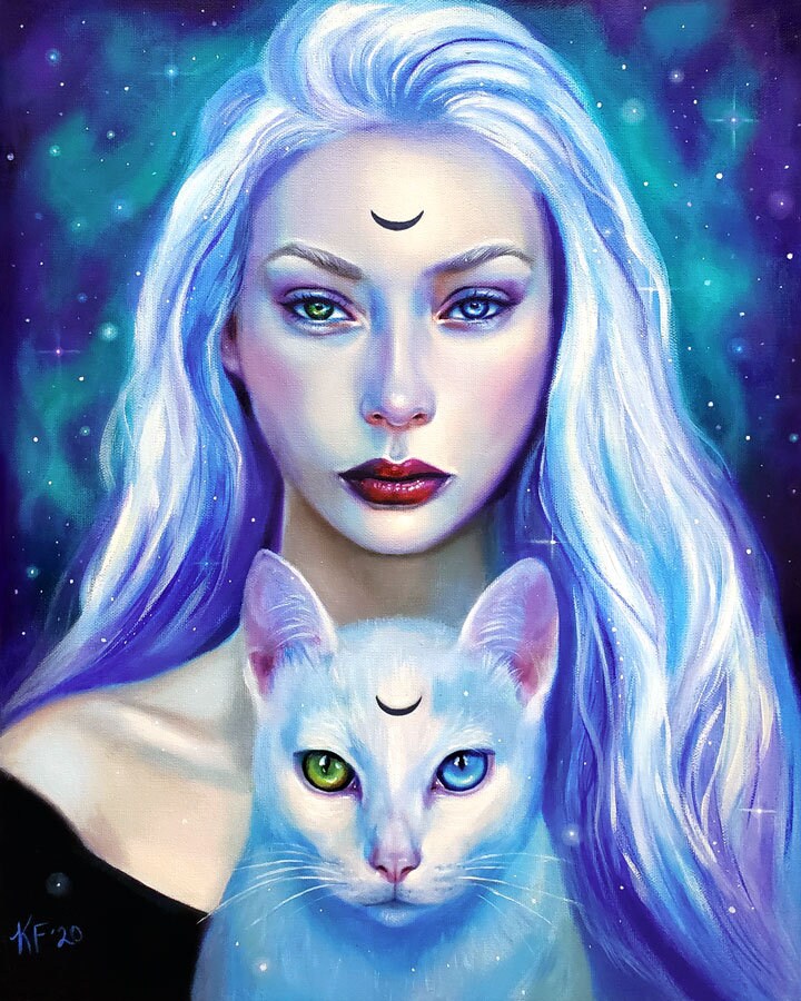 Familiar Spirits Original Oil Painting Fantasy Art Pagan - Etsy