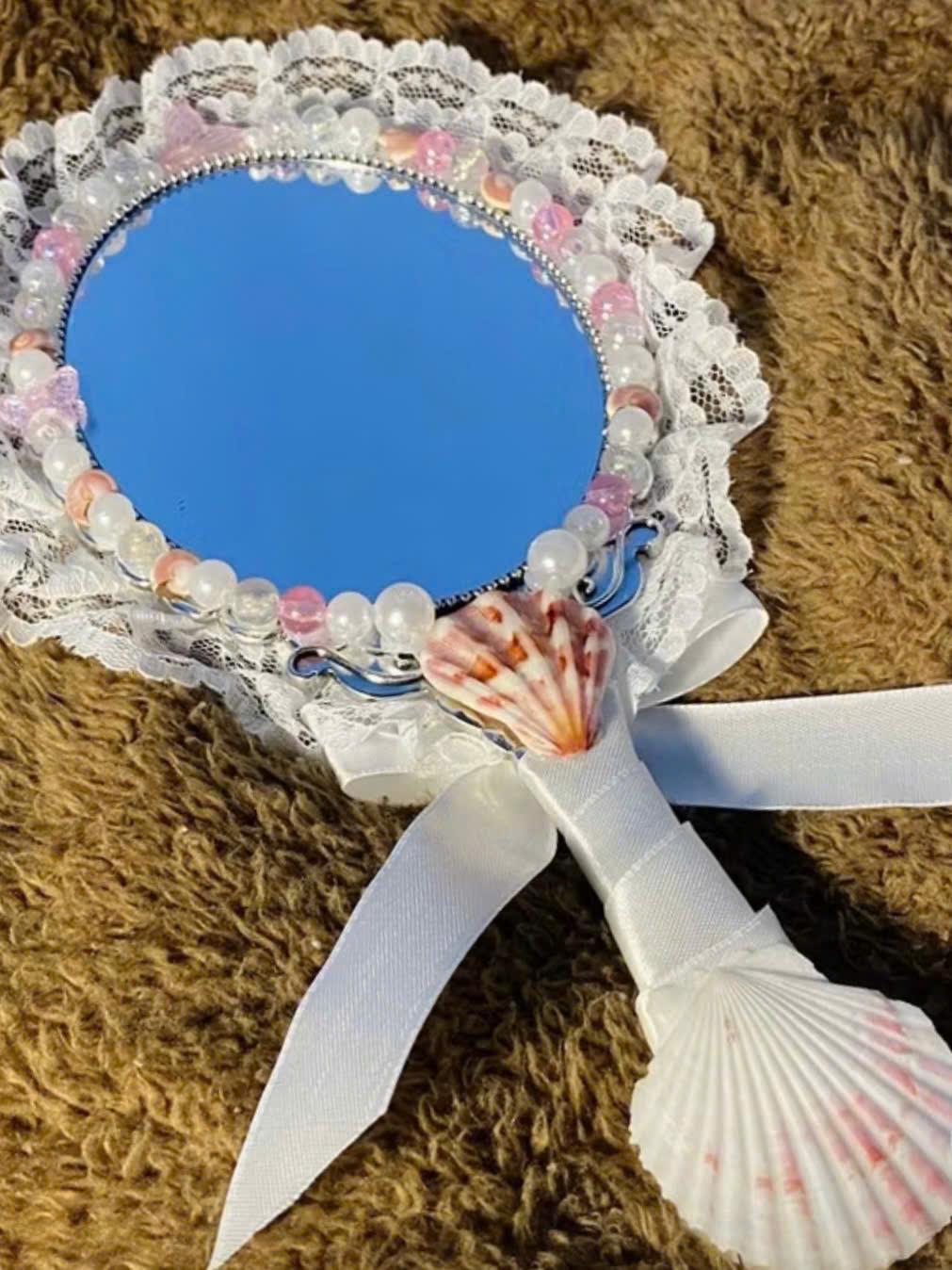 Handmade Seashell Mirror: Mermaidcore Vanity Decor With Pearls & Lace ...