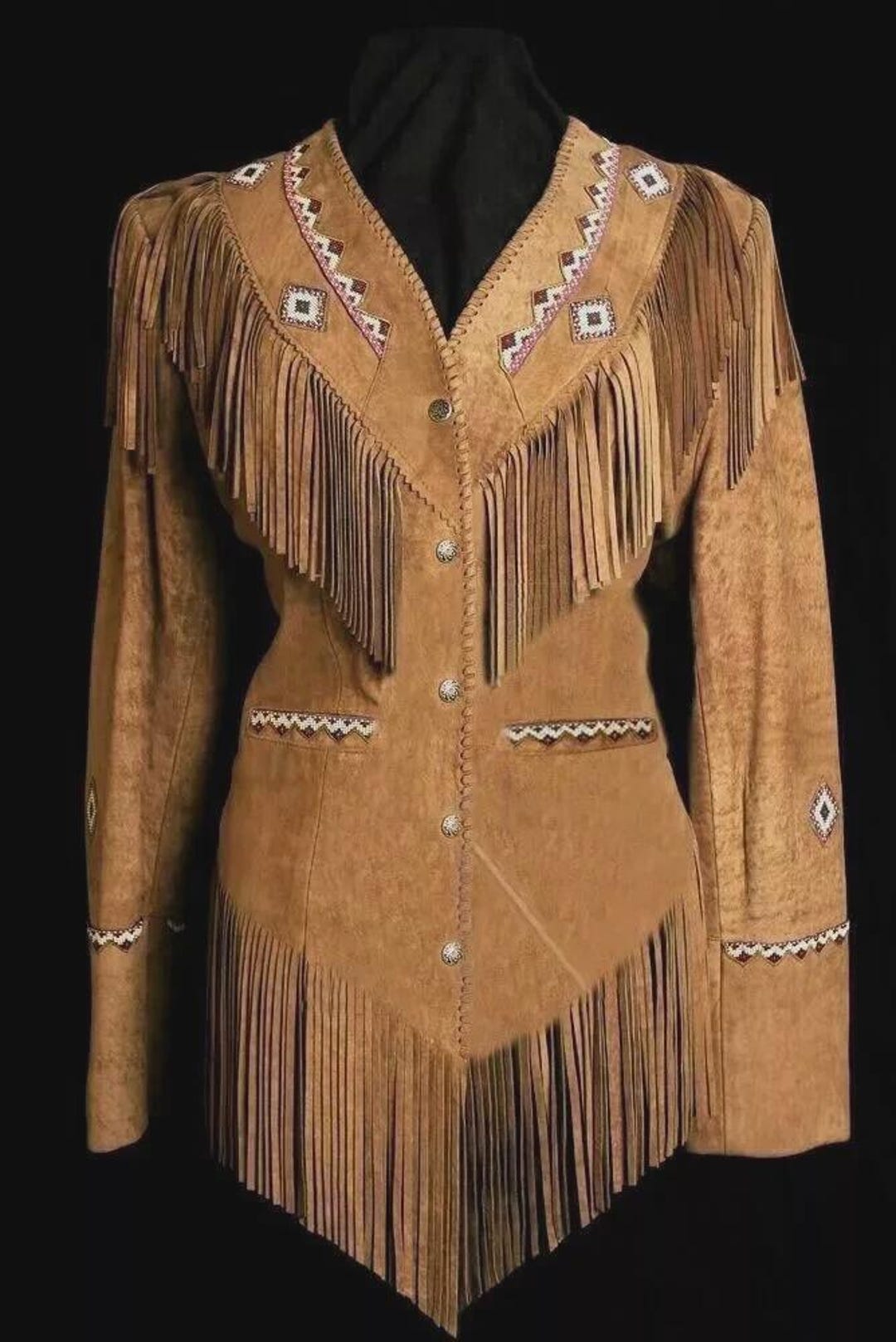 Handmade100% Suede Fringe Jacket, Western Cowgirl Style, Beaded Leather ...