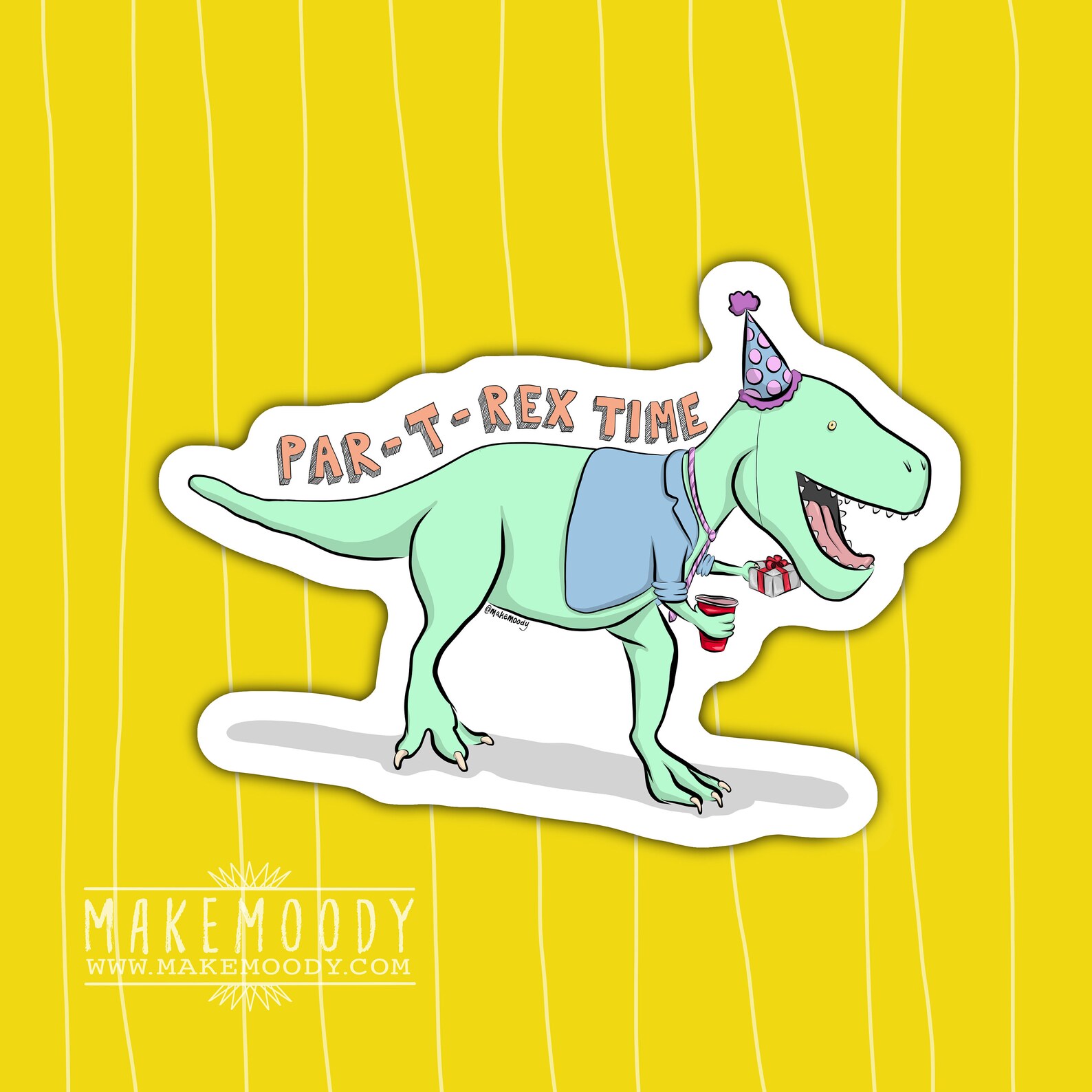 Par-t-rex Time Die-cut Vinyl Decal Sticker Party Time | Etsy