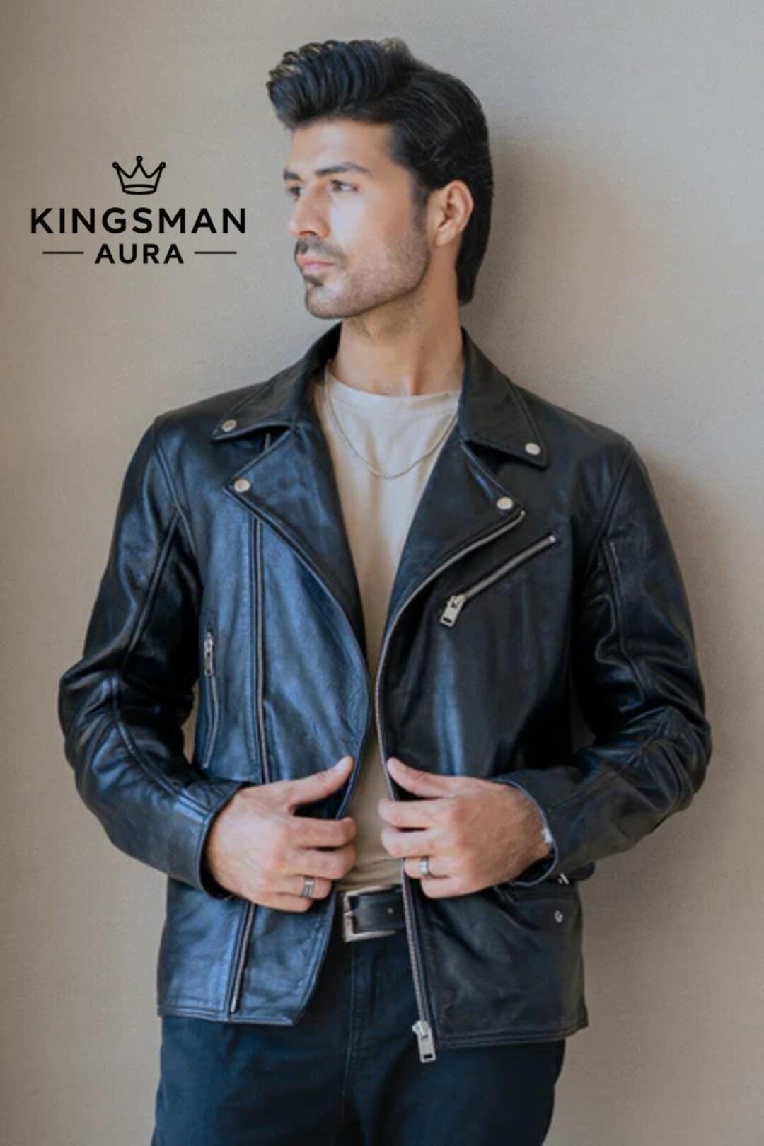 Men's Perfecto Leather Biker Jacket: Full Grain Sheepskin, Asymmetrical ...